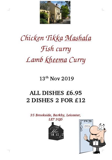 The Brookside Inn, Leicester - Restaurant menu, prices and reviews