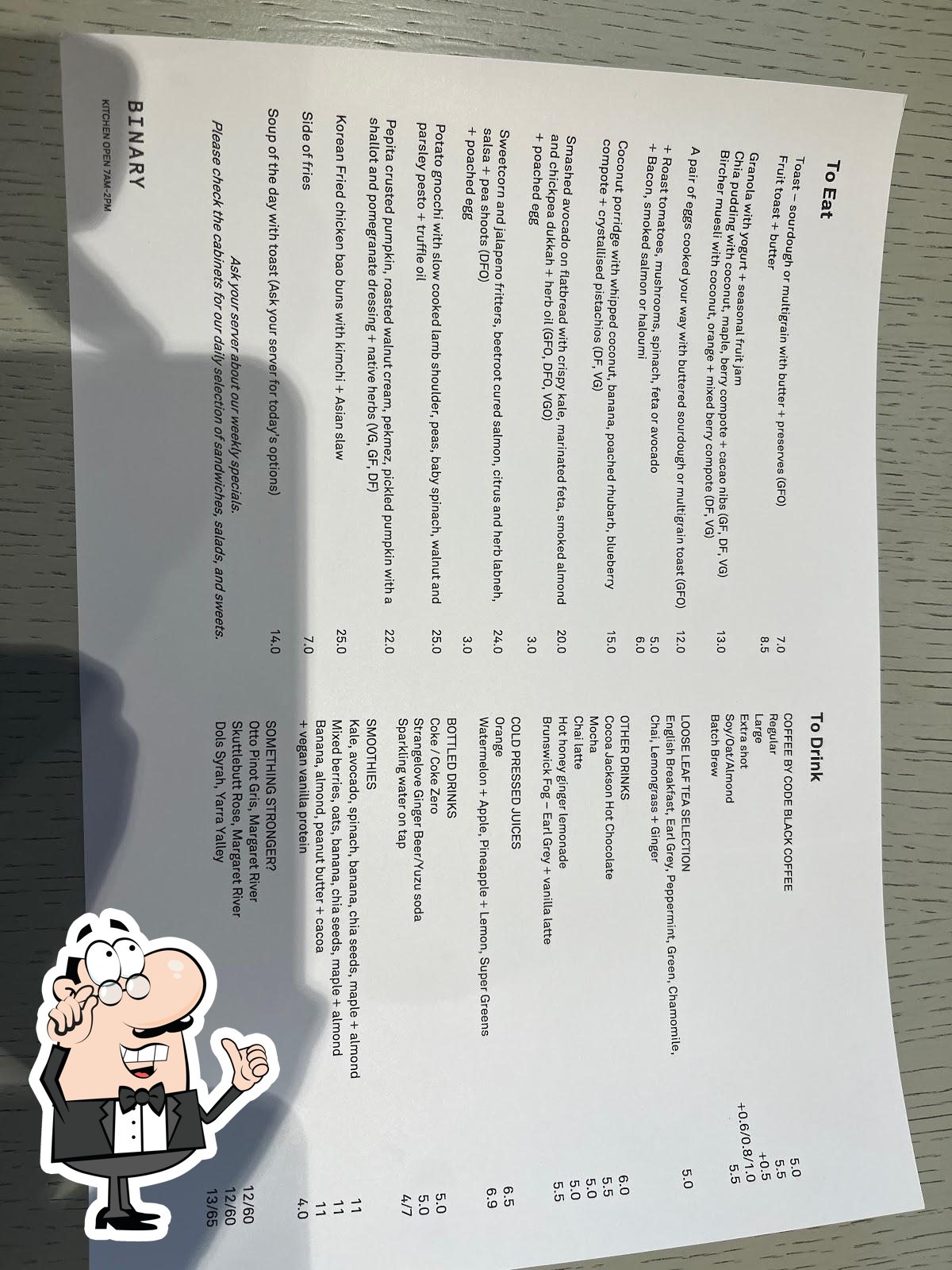 Binary Cafe, Melbourne - Restaurant menu, prices and reviews