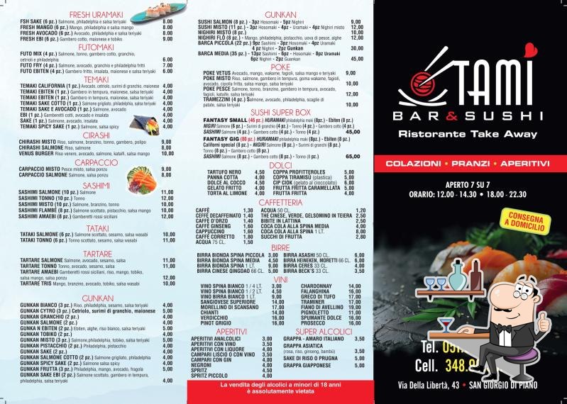 Tami Bar e Sushi, San Giorgio di Piano - Restaurant menu, prices and ...
