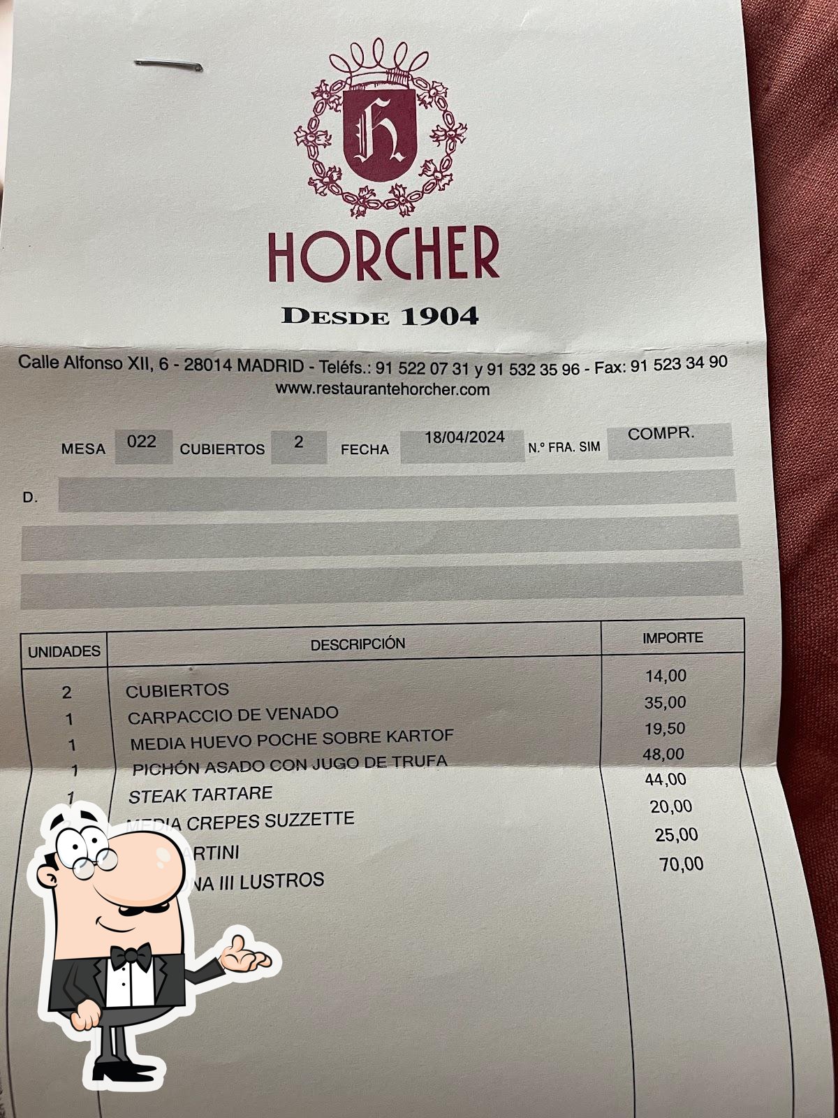 Horcher, Madrid - Menú del restaurante, precios y reseñas