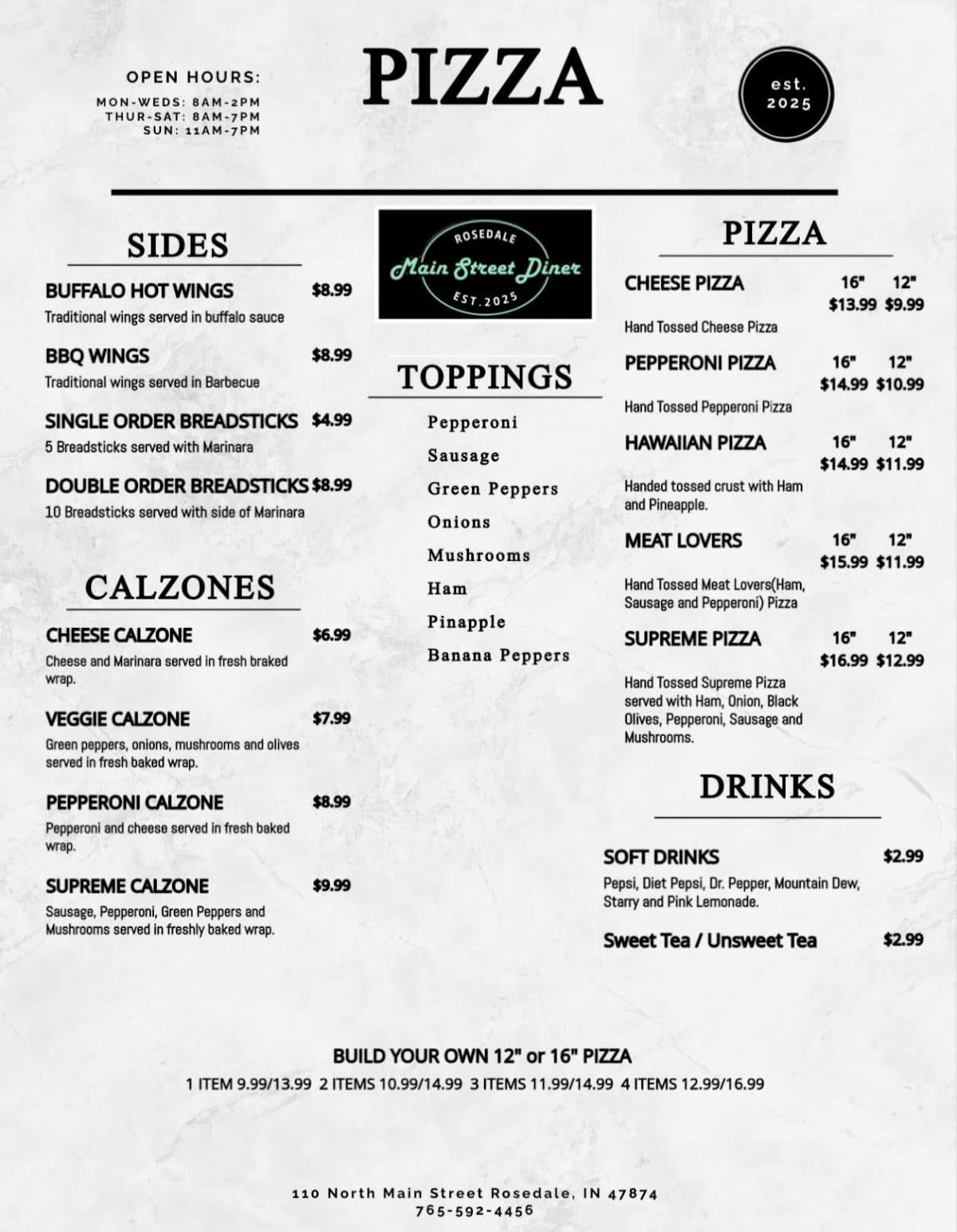Main Street Diner, Rosedale - Restaurant menu, prices and reviews