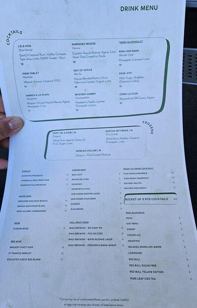SWAY Bar & Grill, Honolulu - Restaurant menu, prices and reviews