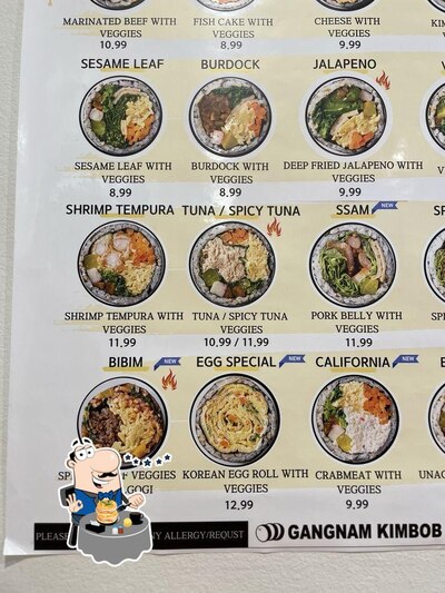 Gangnam Kimbob (강남 김밥), Artesia - Restaurant menu, prices and reviews
