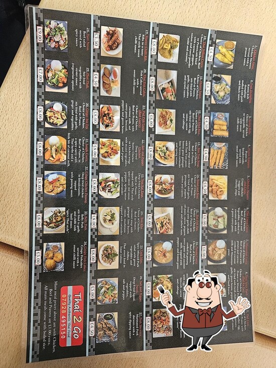 Menu at Thai 2 Go restaurant, Middlesbrough