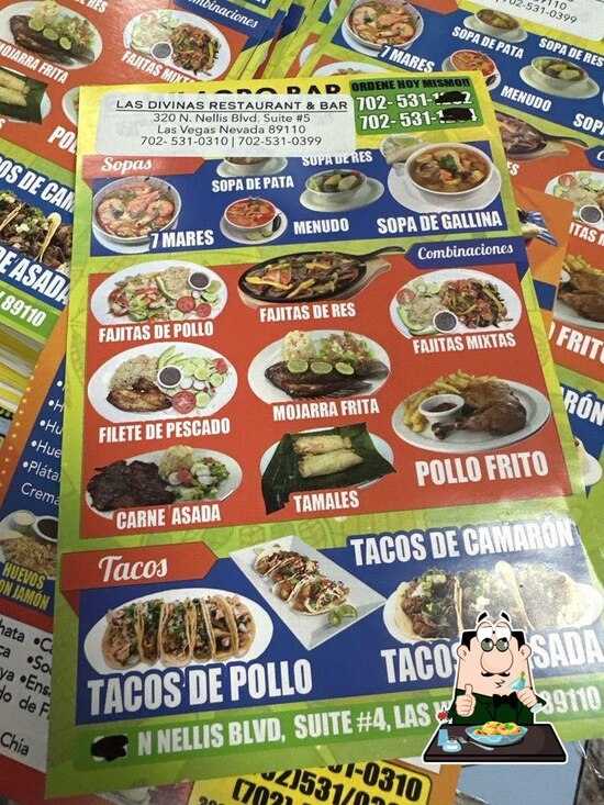 Carta de Las Divinas Restaurant & Bar, Las Vegas