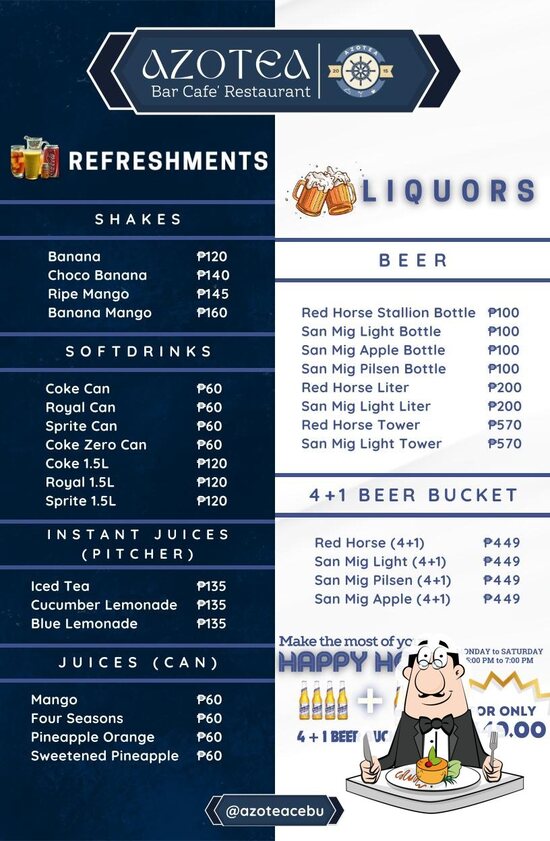 Menu at Azotea Bar Cafe' and Restaurant, Cebu City