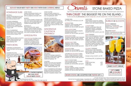 Menu at Sami's steakhouse, Marco Island, 227 N Collier Blvd