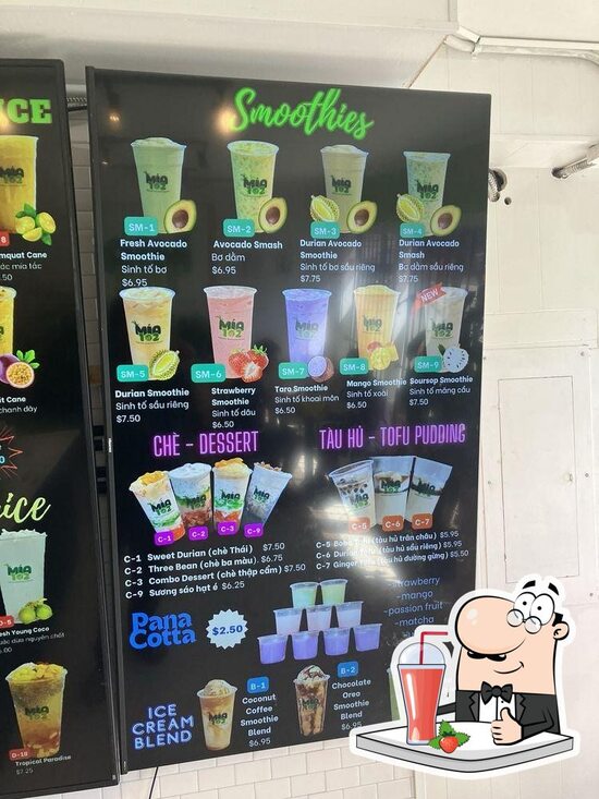 Menu at Mia 102 - Portland Sugarcane Juice pub & bar, Portland