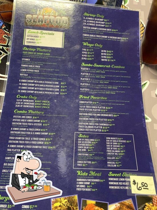 Menu at Hicks Seafood House of Apopka restaurant, Apopka
