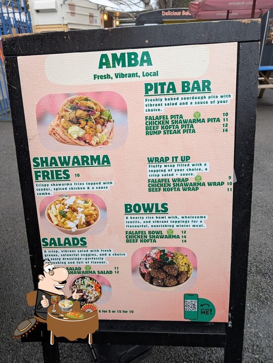 Menu at Amba restaurant, Dublin