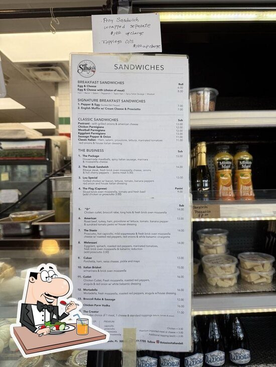 Menu at Stasio's Italian Deli & Market restaurant, Orlando