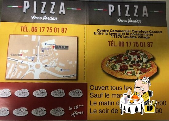 Menu au Pizza Chez Jordan restaurant, Leucate