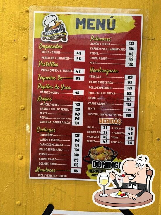 Menu at Dulcísima Venezuela restaurant, Nashville