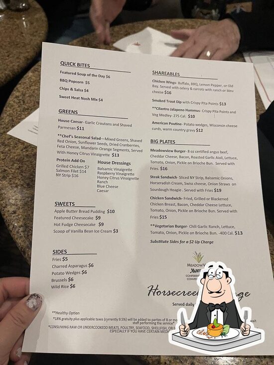 Menu at Meadows Restaurant, Kingsport