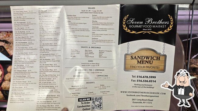 Seven Brothers Gourmet, Oceanside - Restaurant menu, prices and reviews