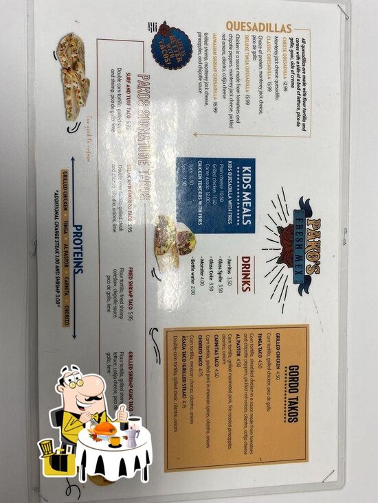 Menu at Pako’s Fresh Mex restaurant, Rockville