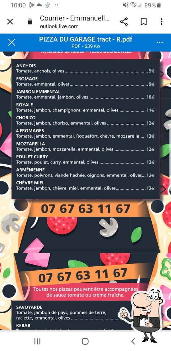 La pizza du garage, Decazeville - Menu du restaurant, prix et avis