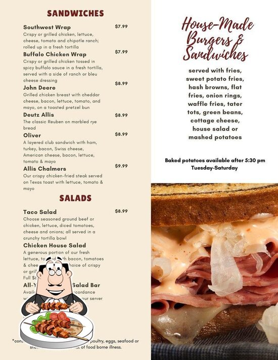 Menu at Rusty Tractor steakhouse, Kensington, 410 N Main St