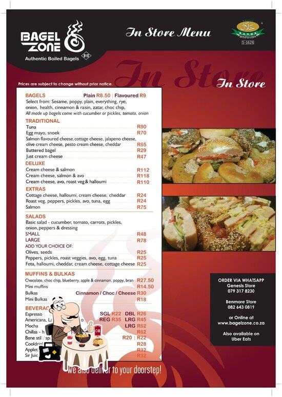 Bagel Zone Fairmount, Johannesburg - Restaurant menu, prices and reviews