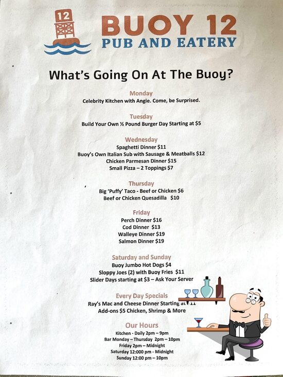 The Buoy 12 Pub & Eatery, Saint Clair Shores - Restaurant menu, prices ...