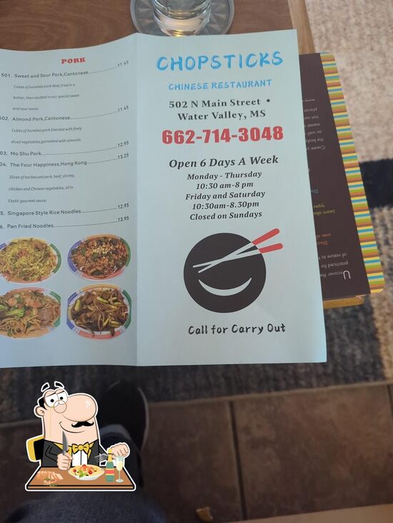 Menu at Chopsticks Chinese Restaurant, Water Valley