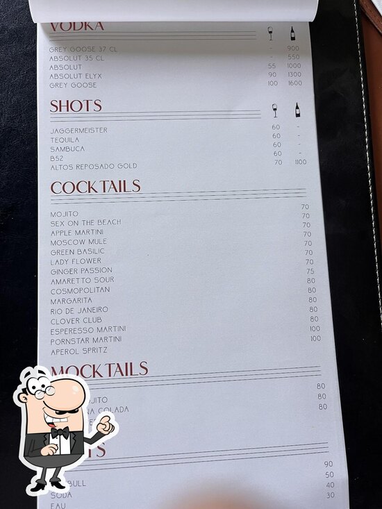 Menu at Bacchus Restaurant, Casablanca