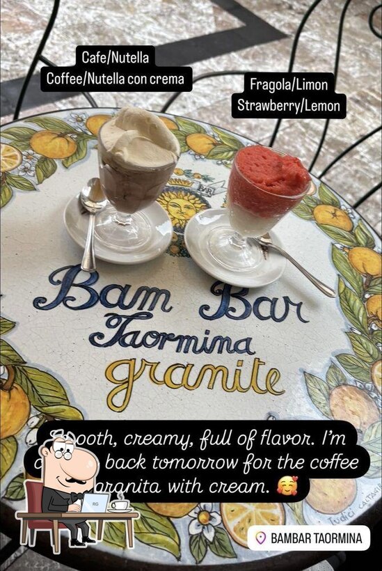 Menu at Bam Bar, Taormina