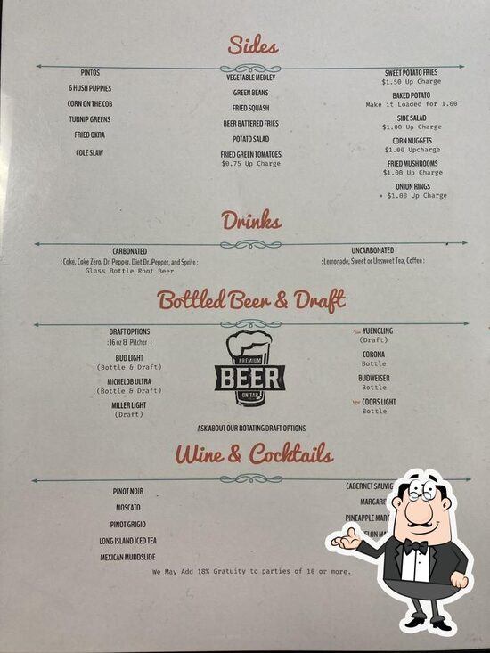 Menu at Fishin' Hole Restaurant, Centre