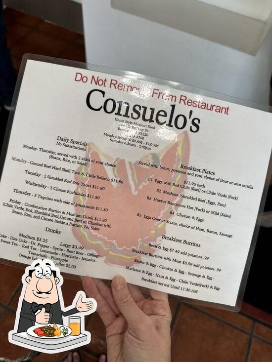 Menu at Consuelo's Home Style Mexican Food restaurant, Banning