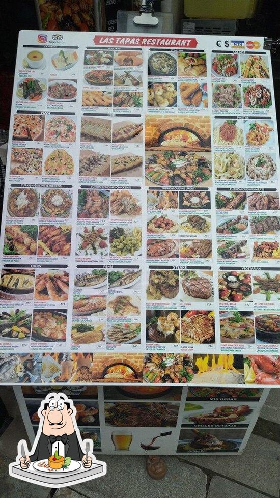 Carta de Las Tapas fish and kebap Restaurant, Estambul