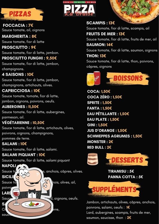 Pizzeria la braise, Anderlues - Menu du restaurant, prix et avis