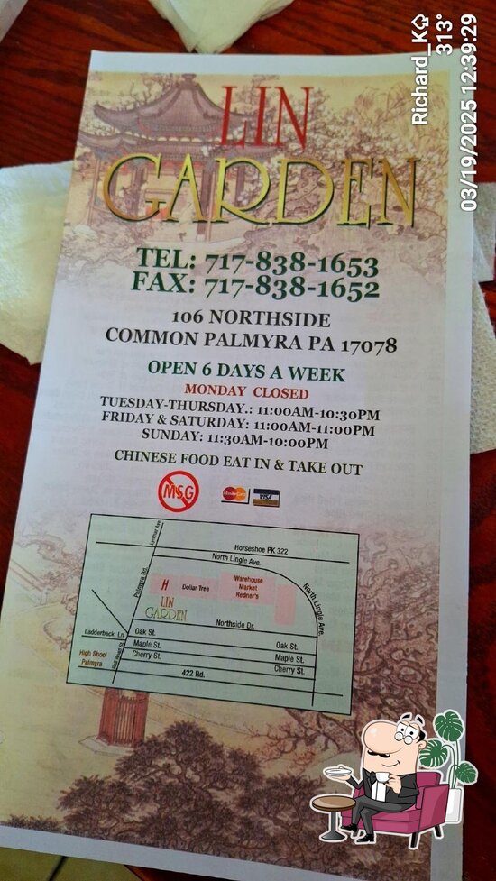 Lin Garden, Palmyra - Restaurant menu, prices and reviews