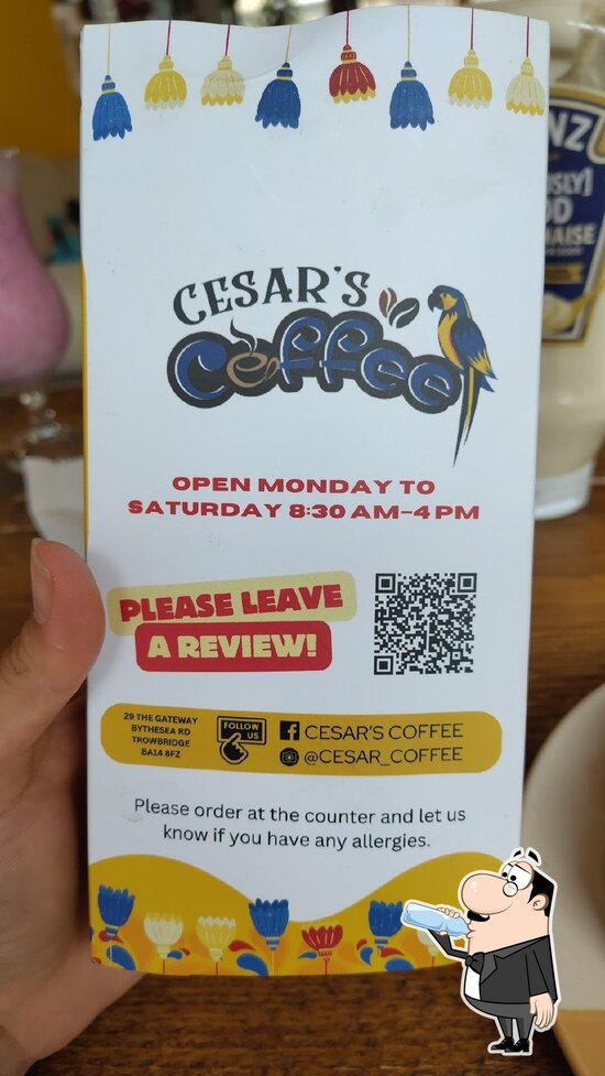 Menu at Cesar’s Coffee, Trowbridge